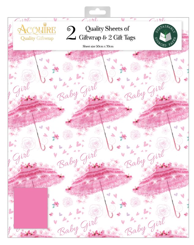 WRAP BABY BROLLY PINK 2 SHEET : Williams Direct